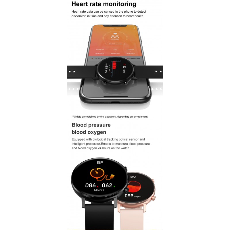 Smartwatch DT96 Ciśnieniomierz Zegarek Czarny